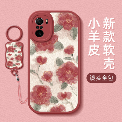 红玫瑰适用于红米k60至尊版手机壳小米k50新款redmik40s/k30pro/k60e小羊皮k40电竞游戏增强硅胶纪念版女
