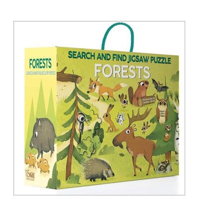 【现货】森林：探索与寻找拼图游戏 Forests: Search and Find Jigsaw Puzzle 英文进口原版儿童趣味图书Carolina Grosa外文