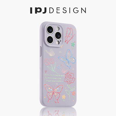 IPJ简约涂鸦蝴蝶花朵液态手机壳17适用于iphone16promax苹果15PRO手机壳13新款14套12ins风防摔