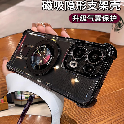 带支架适用opporeno14新款手机壳opporeno12pro透明reno13镜头全包防摔气囊reno5678高级11硅胶910女0pp0外壳