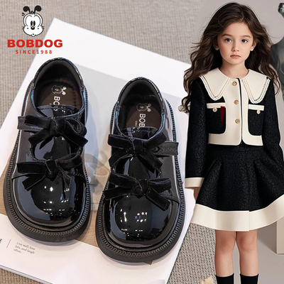 巴布豆真皮女童鞋儿童公主小皮鞋