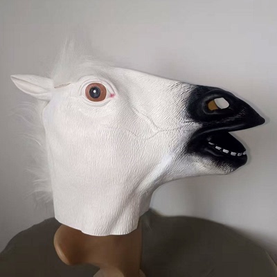 马年生肖马头乳胶面具万圣节恐怖动物cos化妆舞会成人装扮道具