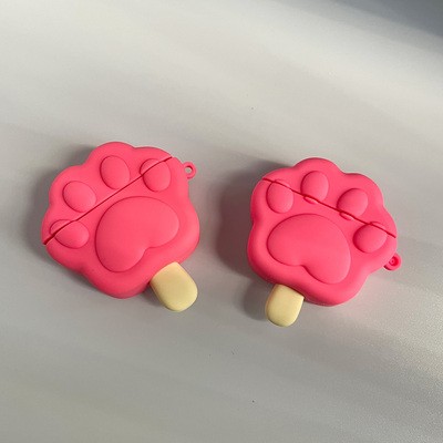 创意红色冰棍猫爪适用airpods4保护套pro3壳2苹果蓝牙耳机套盒aipods三四代airpod硅胶软壳pro2二代3爪爪冰棍