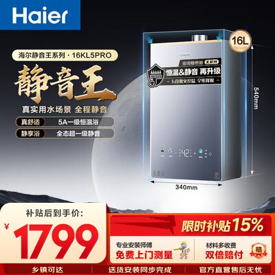 Haier/海尔 JSQ31-16KL5PROFXPGU1燃气热水器16L密闭燃烧KL5pro