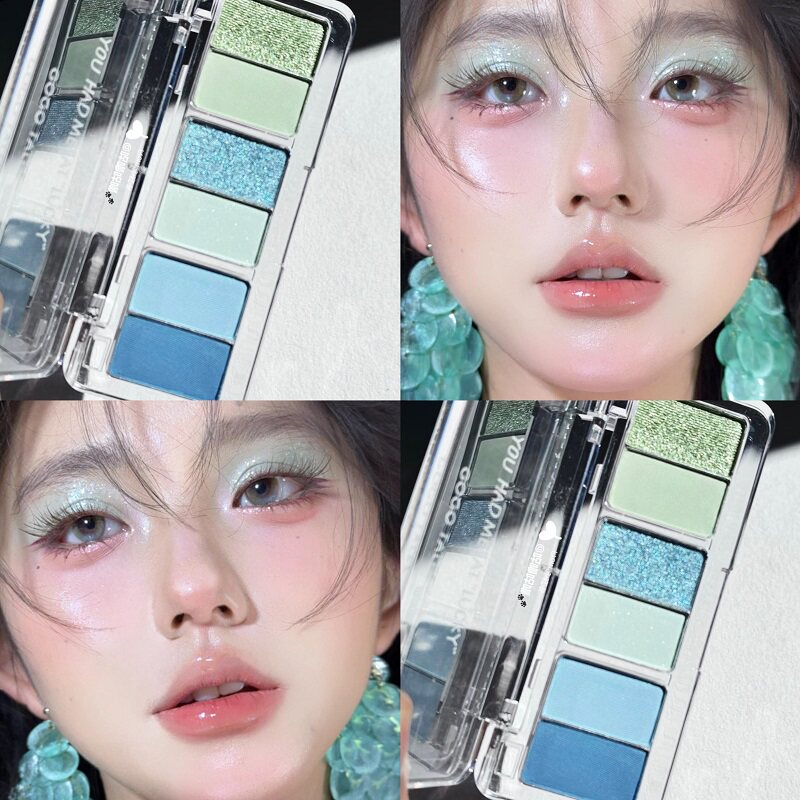 gogotales戈戈舞小尺子薄荷绿色眼影盘蓝色哑光珠细闪演唱会眼影