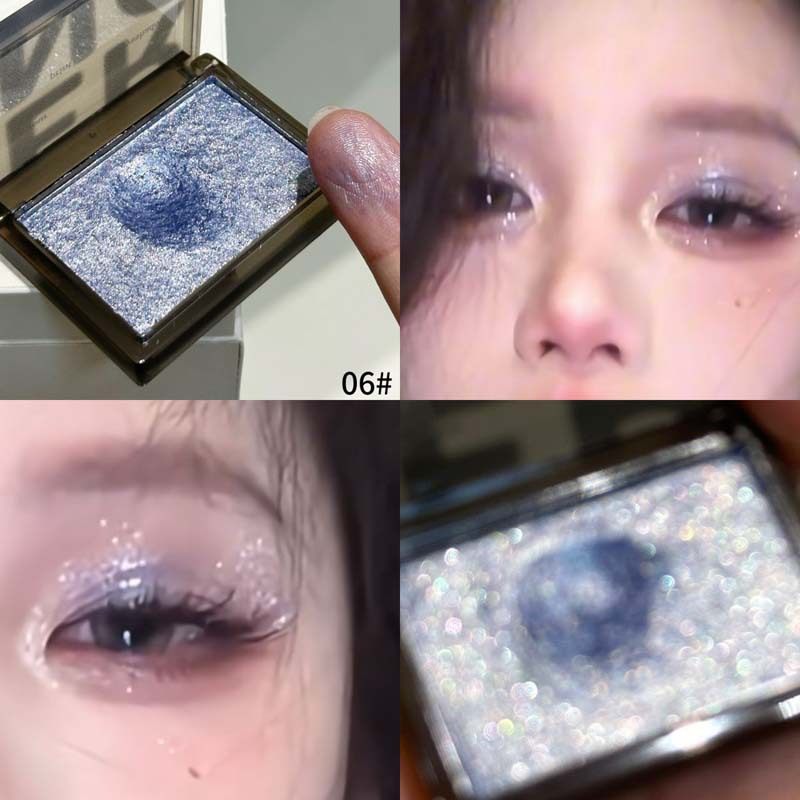 一眼心动冰透爆闪眼影~小烟熏冰川蓝色眼影盘珠光哑光闪片亮晶晶