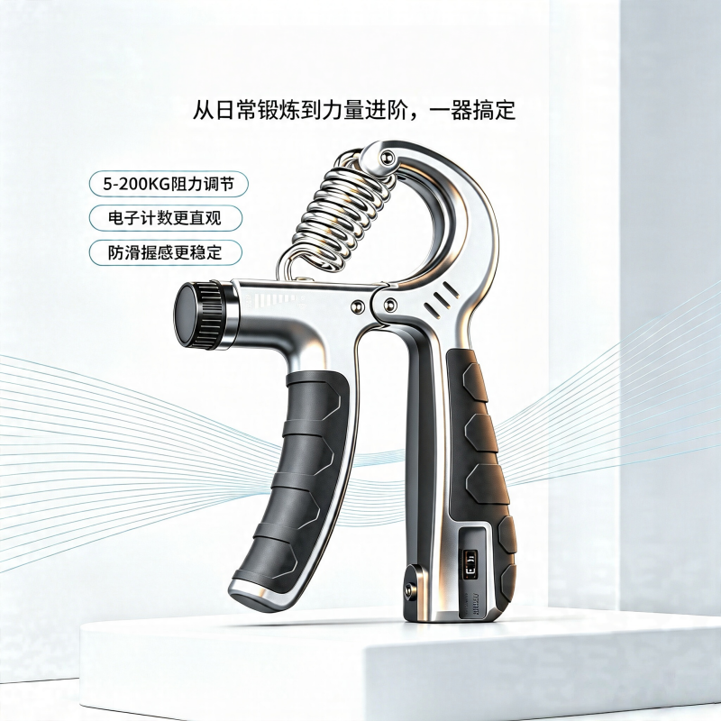 可调节握力器电子计数防滑手型锻炼器材5-200KG腕力便携力量训练