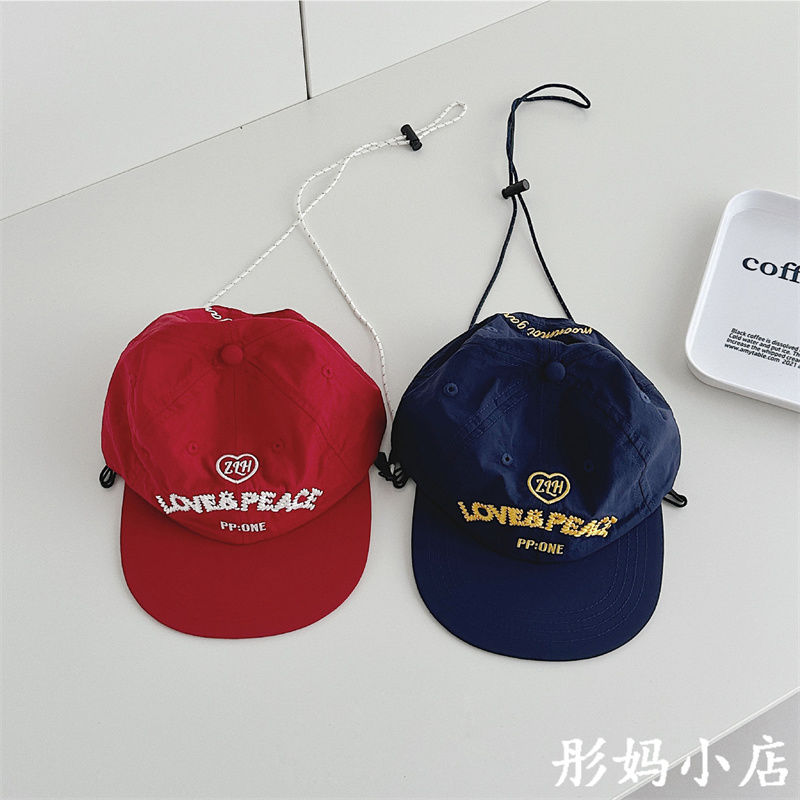 ins韩国儿童帽子 夏季新款抽绳平檐速干鸭舌帽亲子款防晒遮阳帽潮