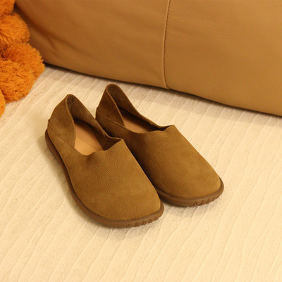 圆头套脚休闲中口两穿平底女单鞋