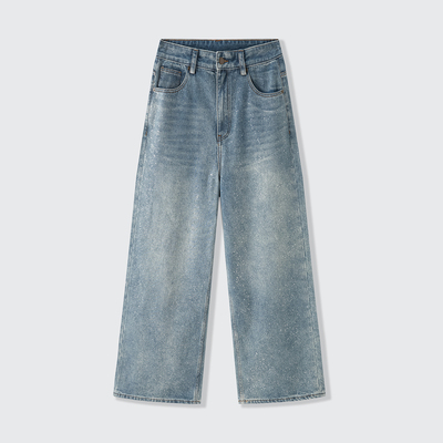 call me blue重磅设计感星空银箔亮片高街牛仔裤男女