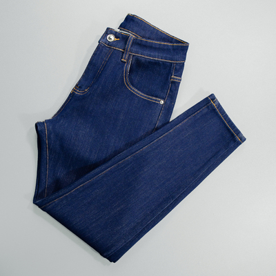 防褪色九分牛仔裤男士高级四面弹力海蓝色潮流百搭修身小脚牛仔裤