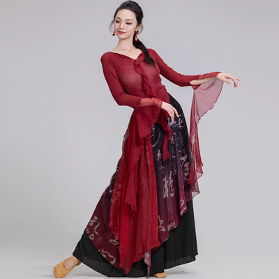 古典舞服中国舞纱衣红色演出服