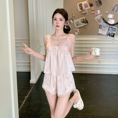 高级感冰丝绸睡衣女款夏带胸垫