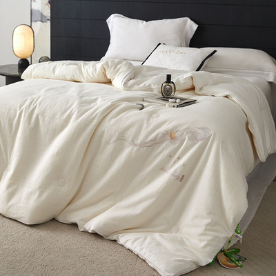 沃尔德专柜全棉水洗提花睡豆被大豆纤维蚕丝双人春秋被冬被子母被