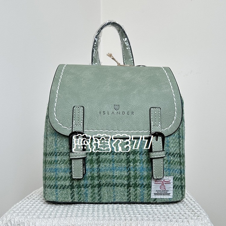 Islander哈里斯花呢 Harris Tweed Mini Backpack双肩包浅绿色_虎窝淘
