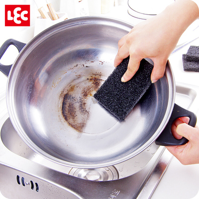 日本LEC 锅具糊焦清洁海绵擦洗锅底黑垢厨房强力去垢除锈锅刷原装