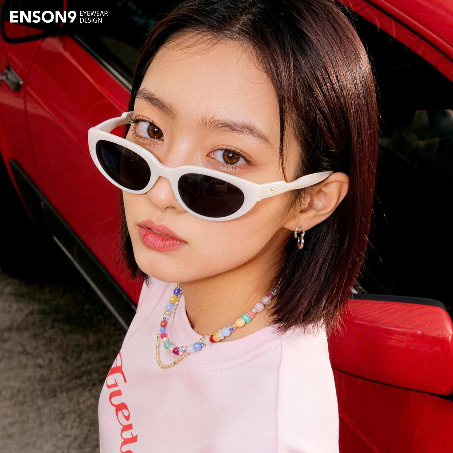 enson9XLL板材猫眼窄框螺旋腿墨镜 灰白色户外偏光太阳镜男女