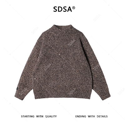 SDSA男士秋冬新款痞帅男装潮牌慵懒风立领毛衣百搭时尚套头针织衫