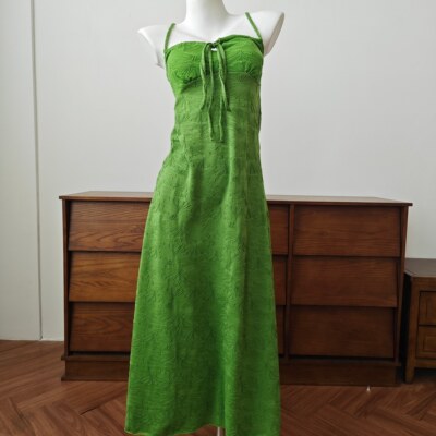 2026年新款清新度假泳衣连体裙式显瘦肌理感泡温泉海边泳装2632