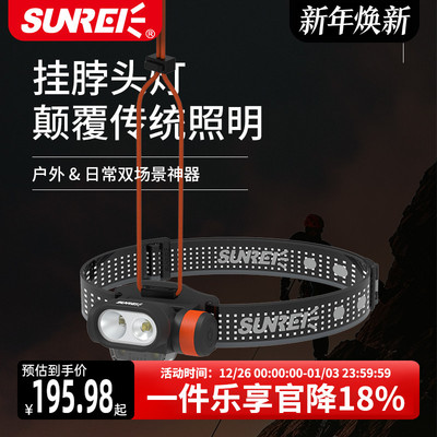 山力士牧野3PRO头灯户外登山头戴式挂脖式跑步夜跑夜钓钓鱼锂电灯