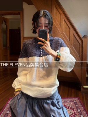 CONCISE简白2026春夏新款拼接钩花针织拼接衬衣