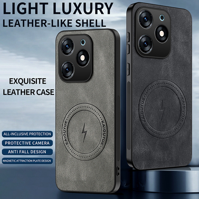 适用传音Tecno Spark-go-2024/pop8 spark20手机壳复古皮纹磁吸简约商务个性创意防摔男女款保护套潮