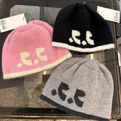 现货韩国restandrecreation拼色针织毛线帽子女RR保暖护耳冷帽冬