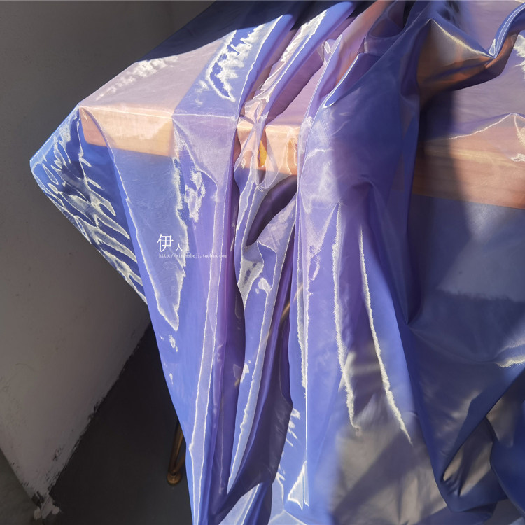 设计师深蓝真丝绡欧根纱面料 渐变网纱 设计古装外套服装个性面料