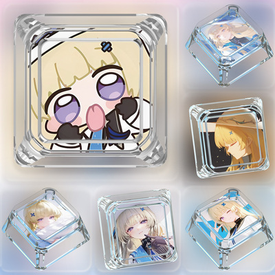 菲比鸣潮键帽单个卡通可爱十字轴二次元游戏机械键盘PC透明键帽