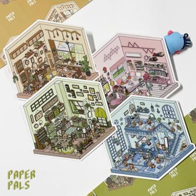 paperpals 纸泡生活派对3D微缩造景贴纸系列手工立体diy小屋贴纸
