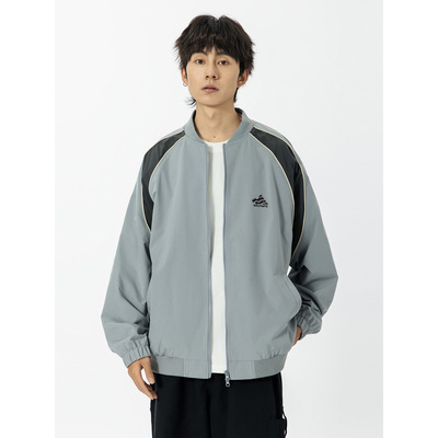 春季撞色拼接棒球领宽松夹克