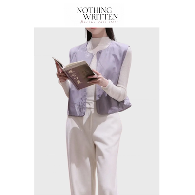 【现货】Nothing Written Narchi两面穿暗纹提花马甲紫色缎面背心