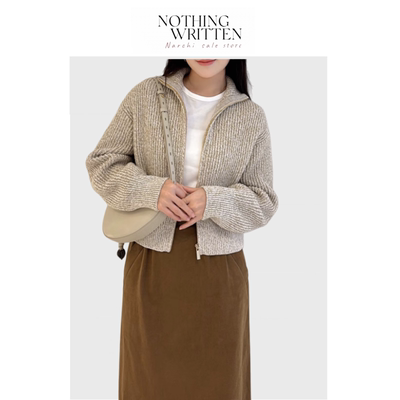 【现货】Nothing Written Narchi立领拉链针织开衫女软糯毛衣外套