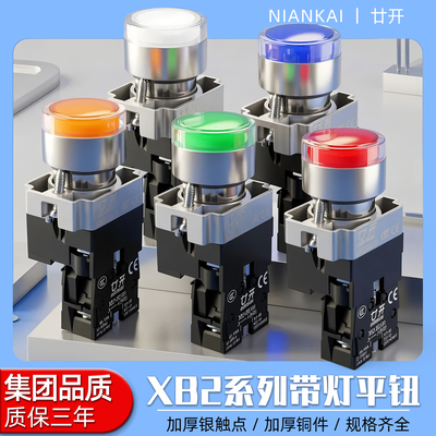廿开XB2/ZB2带灯金属平头按钮开关BW3361/3462启动停止220V24V380
