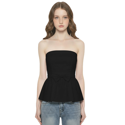 BM黑色辣妹裙摆抹胸上衣