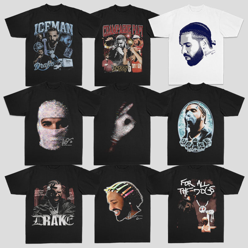 Drake《ICEMAN》公鸭 美式复古短袖 Vibe风 数码直喷 T恤纯棉短袖