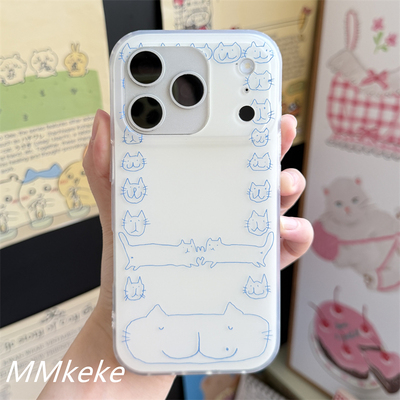 可爱猫咪双层磨砂imd手机壳