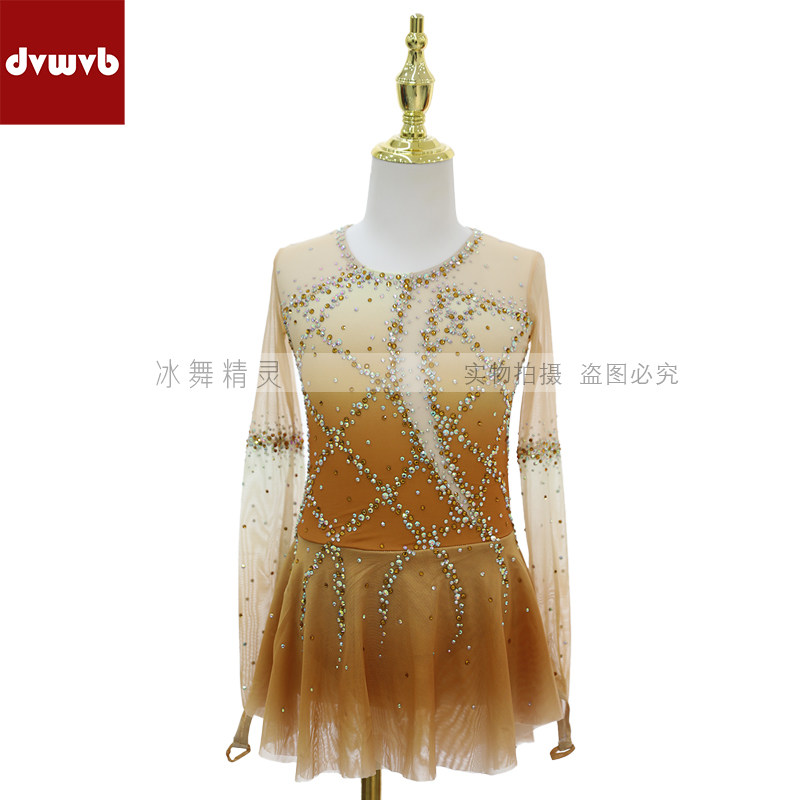 DVWVB定制花样滑冰 烫钻滑冰服滑冰裙表演服考级服儿童成人款X294