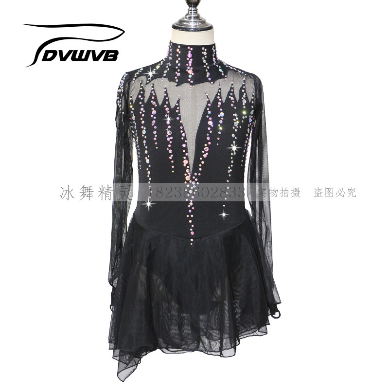 冰舞精灵专业服装定制 花样滑冰表演服 儿童成人滑冰服女款裙x008