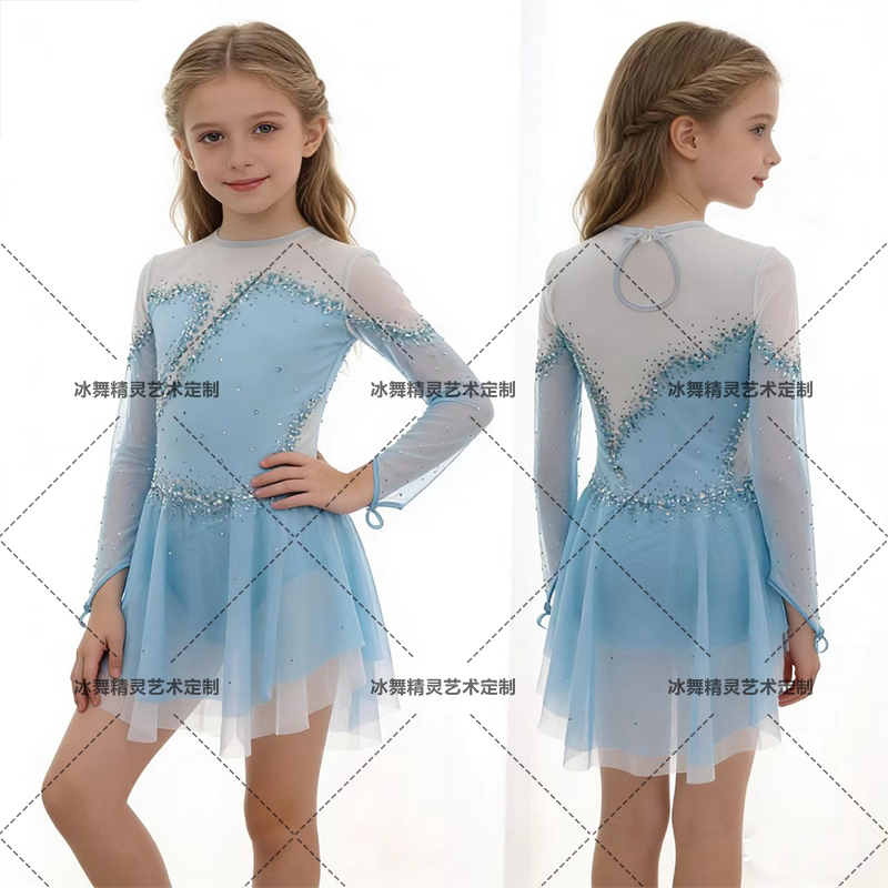 DVWVB定制花样滑冰 烫钻滑冰服滑冰裙表演服考级服儿童成人款X305