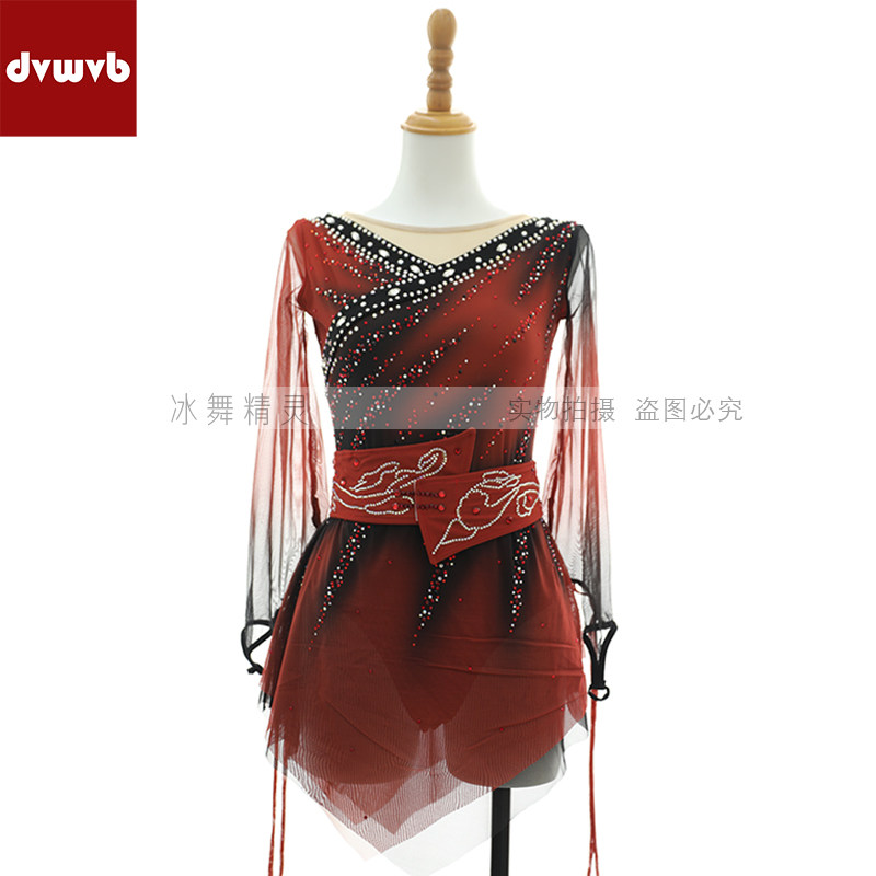 DVWVB定制花样滑冰 古风系列烫钻滑冰服滑冰裙儿童成人款X292