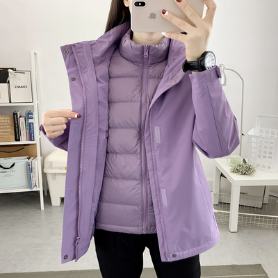 中老年女装冲锋衣羽绒服两件套