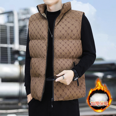 清仓特价大码2023秋冬新款男士B字母休闲棉衣马甲外套Men's Vest