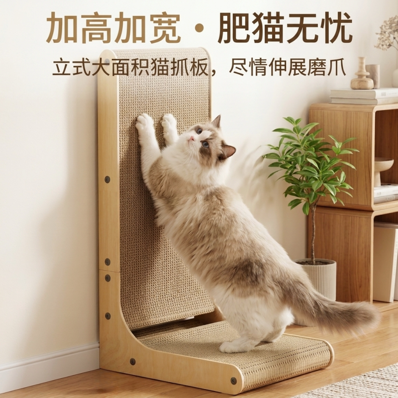 L型70cm猫抓板立式耐磨不掉屑耐抓猫窝一体加厚猫咪磨爪玩具用品