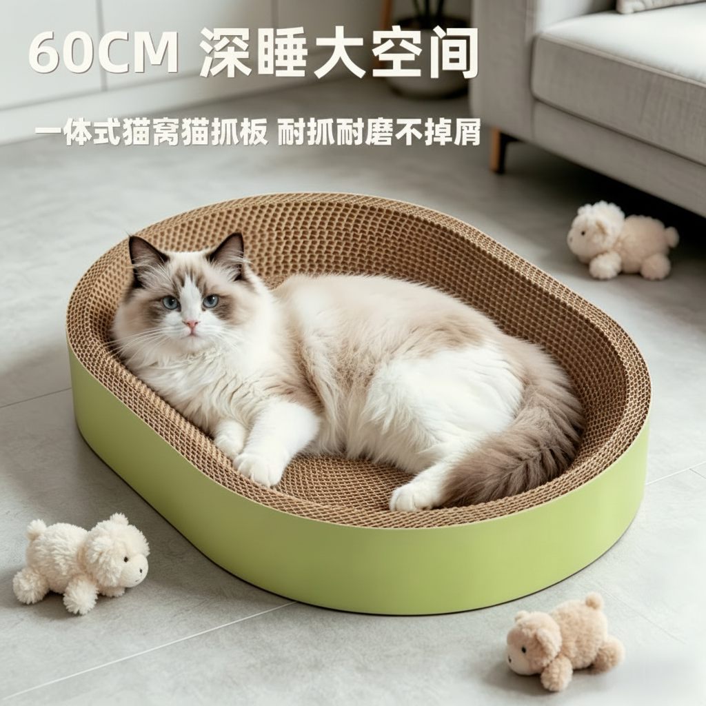 猫抓板猫窝一体耐磨不掉屑超大圆形可睡觉瓦楞纸猫咪窝磨爪板耐抓