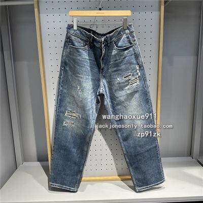 破洞长裤牛仔裤杰克琼斯YKK水洗