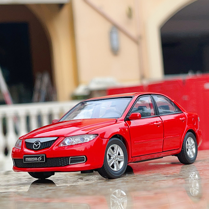 JKM 老款1/32马自达6经典合金车模转向避震六开门灯光模型玩具车