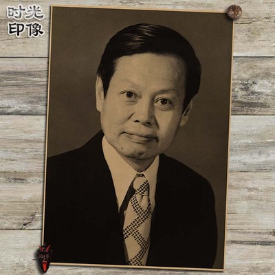 杨振宁华裔复古风相框牛皮纸海报