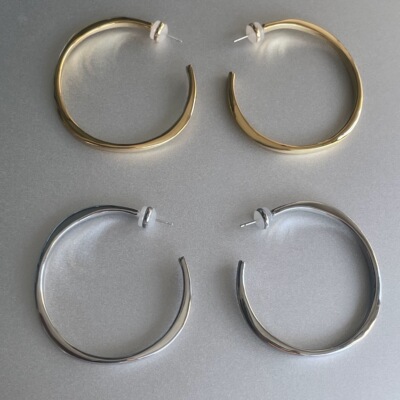 【清仓特价】金银色立体经典C字大耳圈环简约设计高级气场925银针