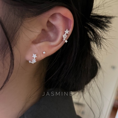 S999纯银星运星座耳钉养耳